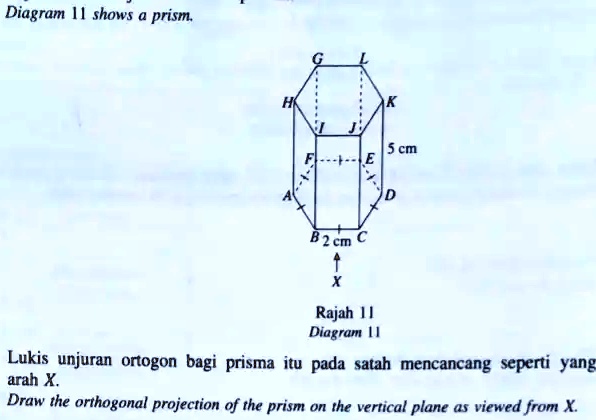 Diagram 11 shows a prism. H A GL FE K 5 cm D B2 cm C ? X Rajah 11 ...