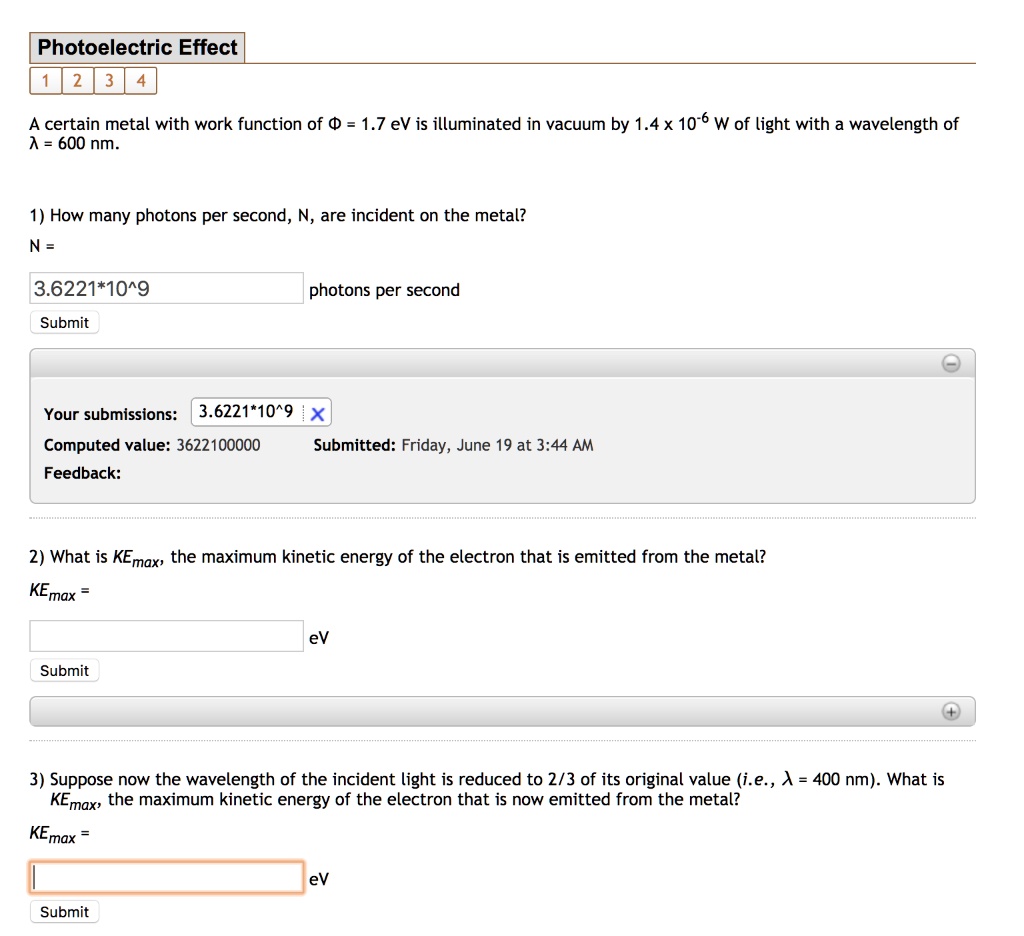 photoelectric effect a certain metal with work function of 17 ev is ...