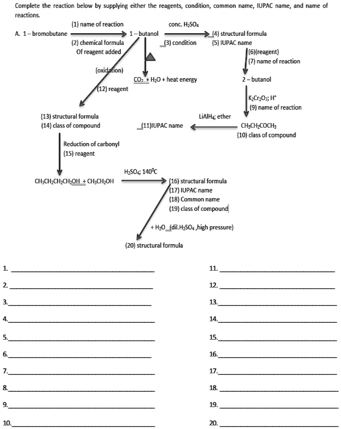 Complete the reaction below by supplying either the reagents, condition ...
