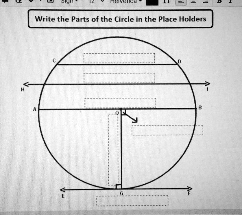 SOLVED: Write the parts of the circle in the placeholders. Diameter Circumference Write the ...