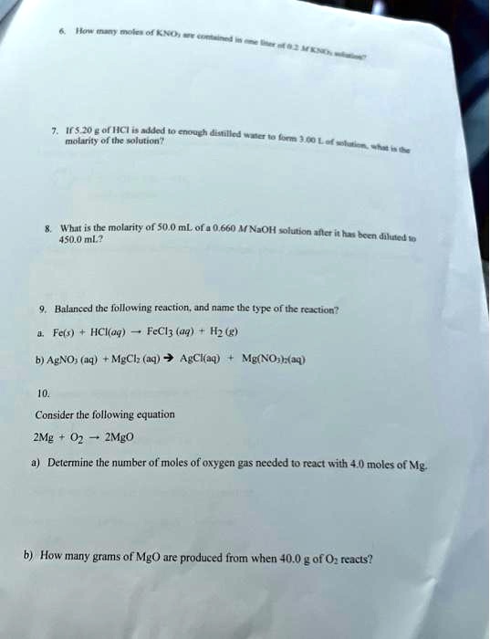 SOLVED: Texts: 1. What is the molarity of the solution? 2. How many milliliters (ml) are there ...