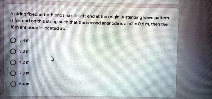 SOLVED: Astring fixed at both ends has its left end at the origin: A standing wave pattern ...