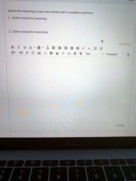define the following in your own words and complete sentences define inductive reasoning define ...