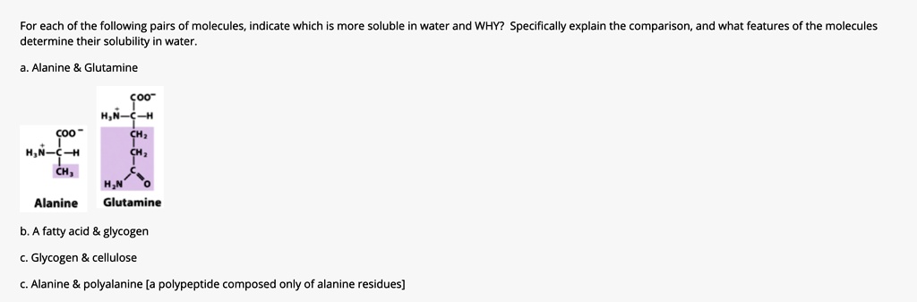 SOLVED: For each of the following pairs of molecules, indicate which is ...