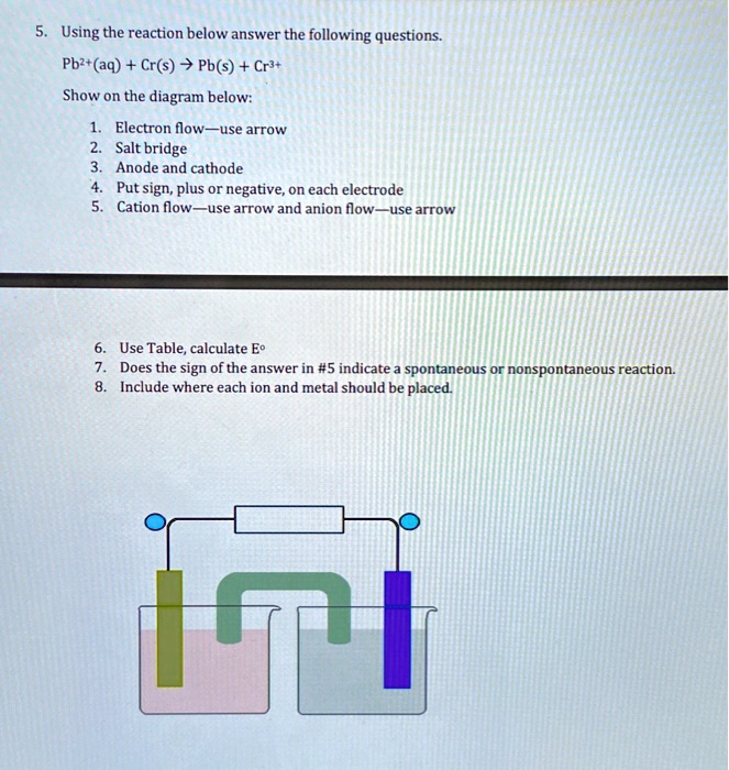 SOLVED: Using the reaction below answer the following questions: Pbz+(aq) Cr(s) + Pb(s) Cr3 ...