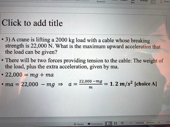 click to add title 3 a crane is lifting 2000 kg load with a cable whose ...