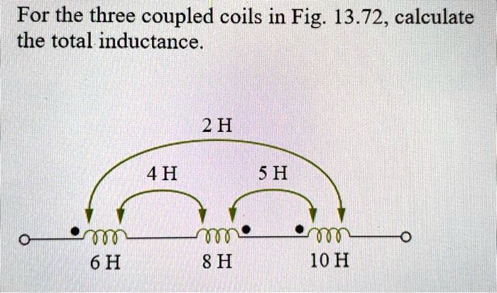 For the three coupled coils in Fig. 13.72, calculate the total ...