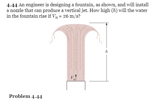 4.44 An engineer is designing a fountain, as shown, and will install a ...