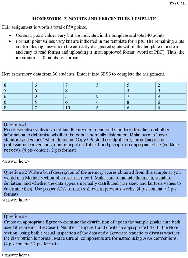 homework z scores and percentiles templatenthis assignment is worth a ...