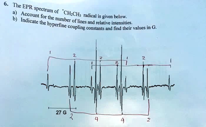 Solve and account for each step. The EPR spectrum of Â·CH2CH3 radical ...
