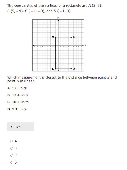 the coordinates of the vertices of a rectangle are a53 b5 9 c 1 9 and d ...