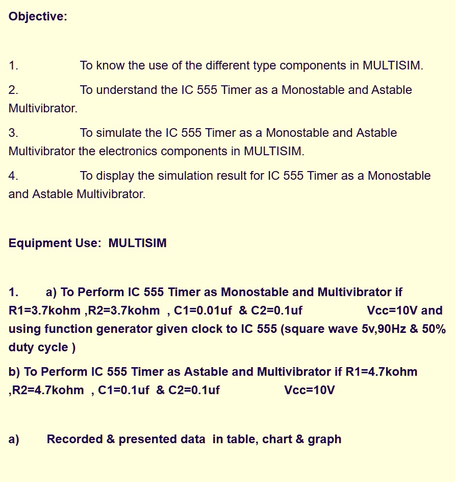 objective to know the use of the different type components in multisim ...
