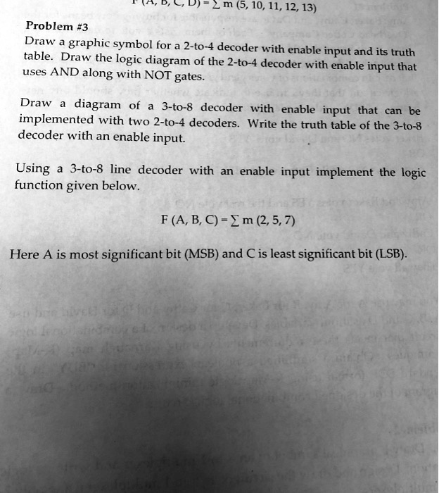 Solved Problem 3 Decoder Circuits And Logic Functions Draw A Graphic 2734