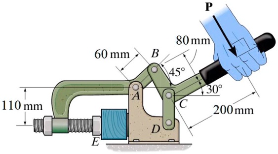 110 mm P 80 mm 60 mm B 45° 30° A C 200mm D E