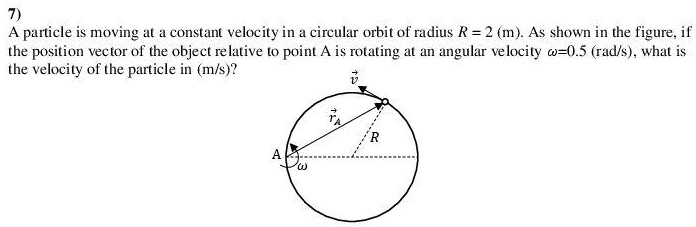 SOLVED: Particle is moving at a constant velocity in a circular orbit of radius R = 2 (m). As ...