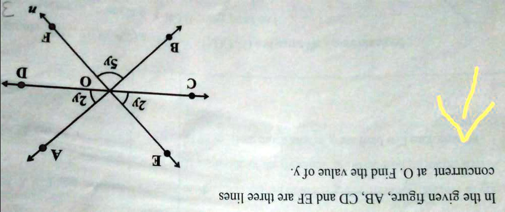 SOLVED: In the given figure, AB, CD, and EF are three lines concurrent ... SOLVED: In the given figure, AB, CD, and EF are three lines concurrent ...