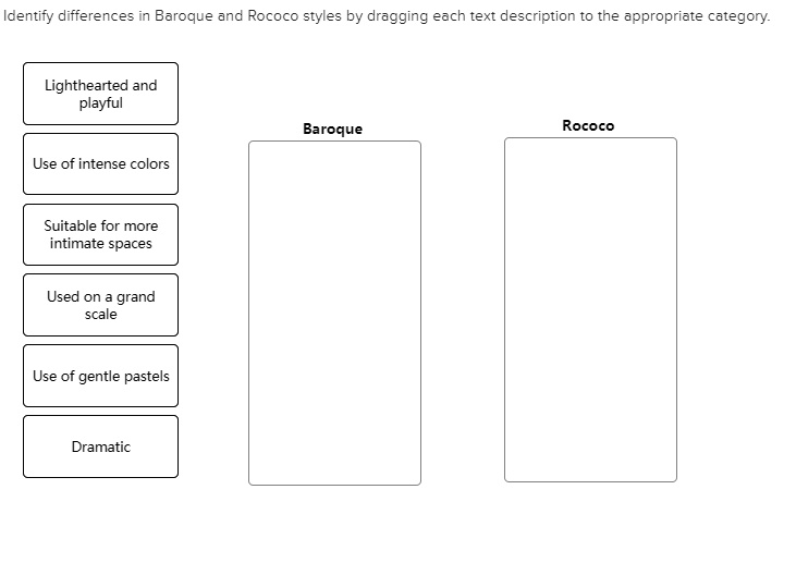 Identify differences in Baroque and Rococo styles by dragging each text ...