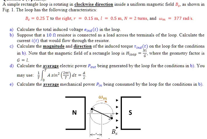 SOLVED: A simple rectangle loop is rotating in clockwise direction inside a uniform magnetic ...