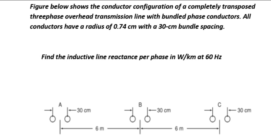 Figure below shows the conductor configuration of a completely transposed threephase overhead ...
