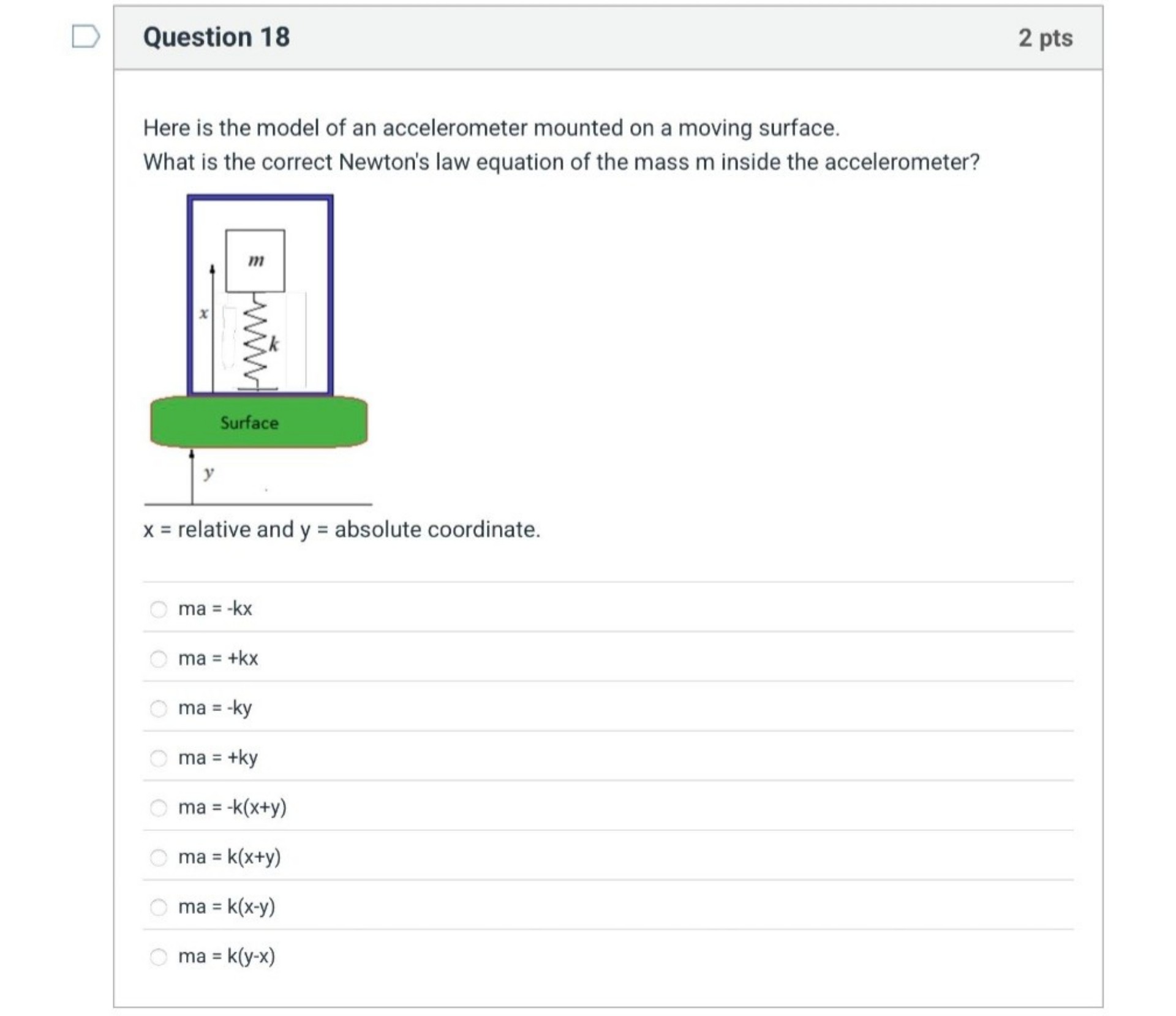Here is the model of an accelerometer mounted on a moving...