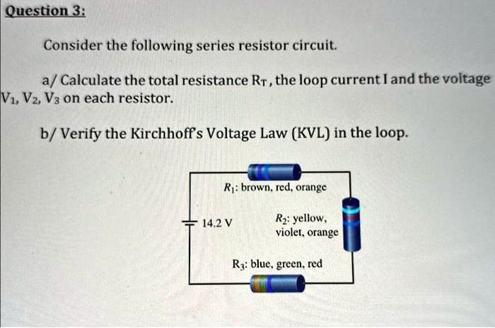 VIDEO solution: Texts: Question 3: Consider the following series resistor circuit. a/ Calculate ...