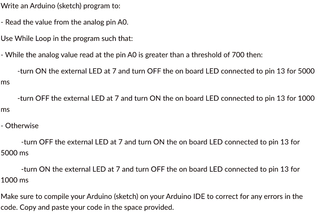 Solved Write An Arduino Sketch Program To Read The Value From The 2112