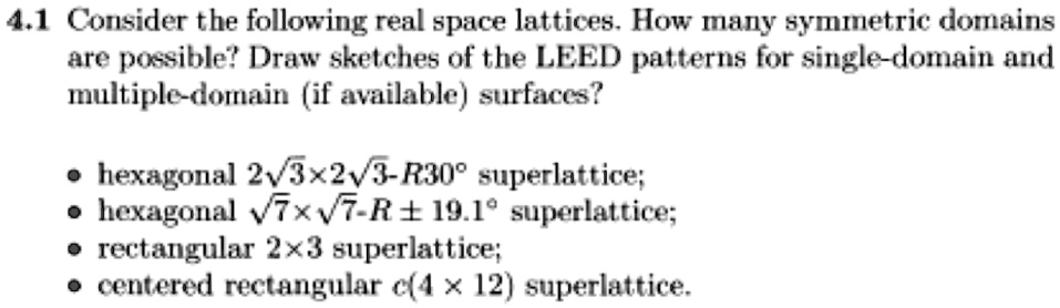 4.1 Consider the following real space lattices. How many symmetric ...