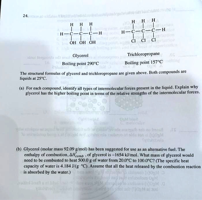 h c c c h hc c ch oh oh oh glycerol trichloropropane boiling point ...