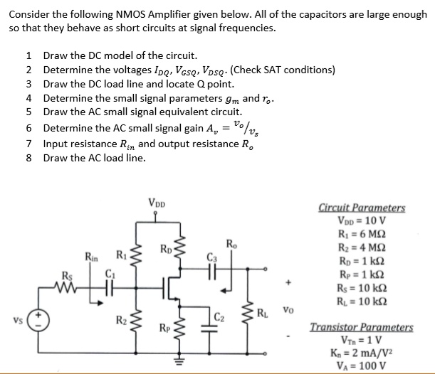 consider the following nmos amplifier given below all of the capacitors ...