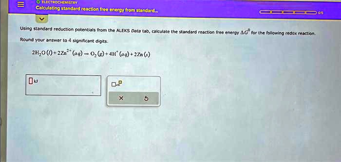 SOLVED: Text: HELP Calculating standard reaction free energy from standard. Using standard ...