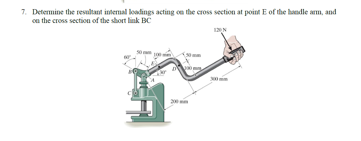 7. Determine the resultant internal loadings acting on the cross ...