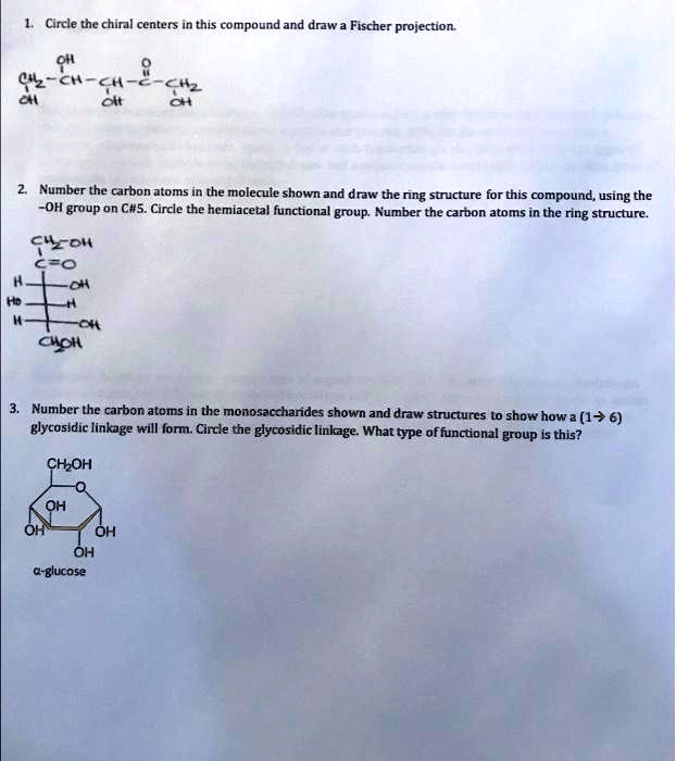 1. Circle the chiral centers in this compound and draw a Fischer ...