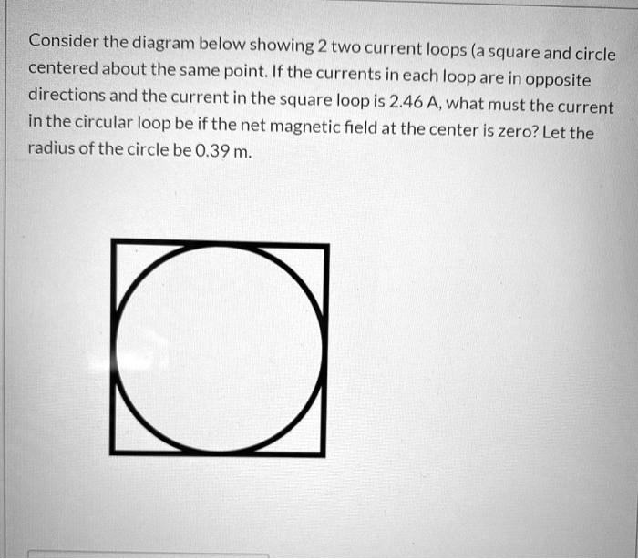 SOLVED: Consider the diagram below showing 2 two current loops (a square and circle centered ...