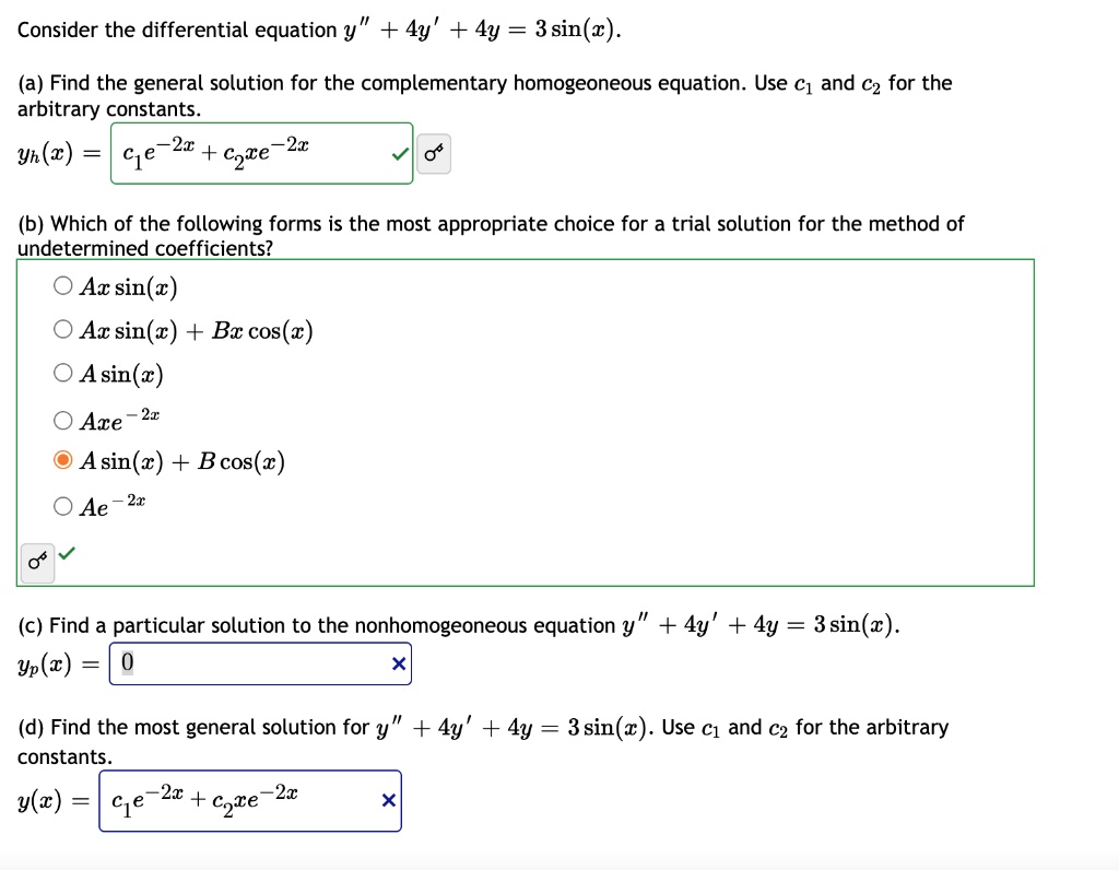 consider the differential equation y 4y 4y 3sinc a find the general ...