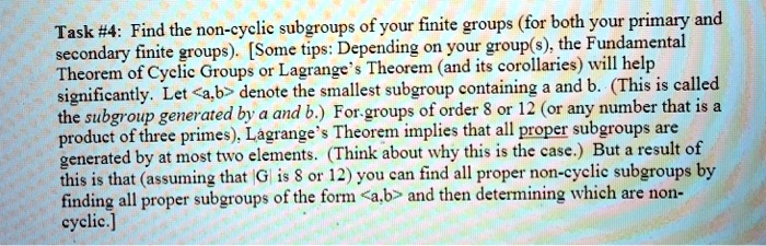Solved Task 4 Find The Non Cyclic Subgroups Of Your Finite Groups