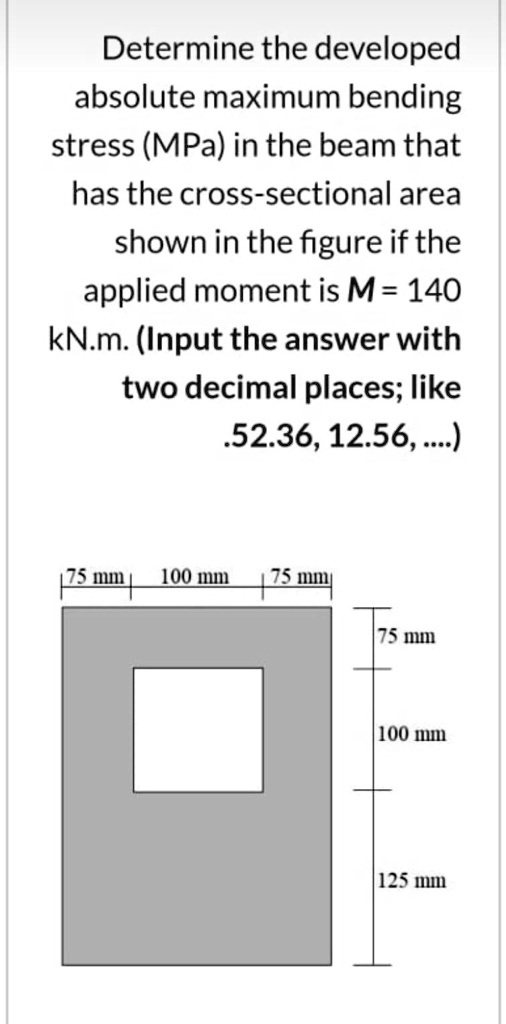SOLVED: Determine the developed absolute maximum bending stress (MPa ...