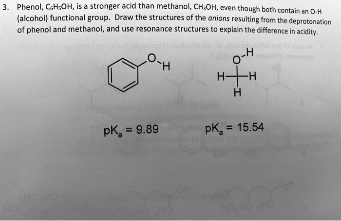 SOLVED:Phenol; CsHsOH, is a stronger acid than methanol, CH;OH, even ...