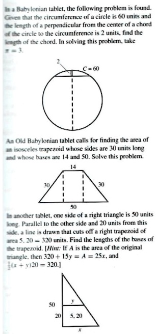 SOLVED: On a Babylonian tablet, the following problem is found: "Given ...