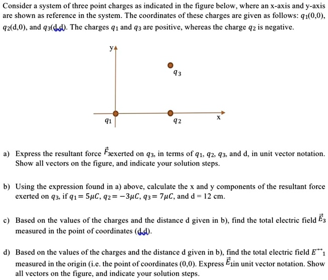 SOLVED: Consider a system of three point charges as indicated in the ...