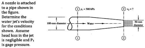 A nozzle is attached to a pipe shown in the figure. Determine the water ...