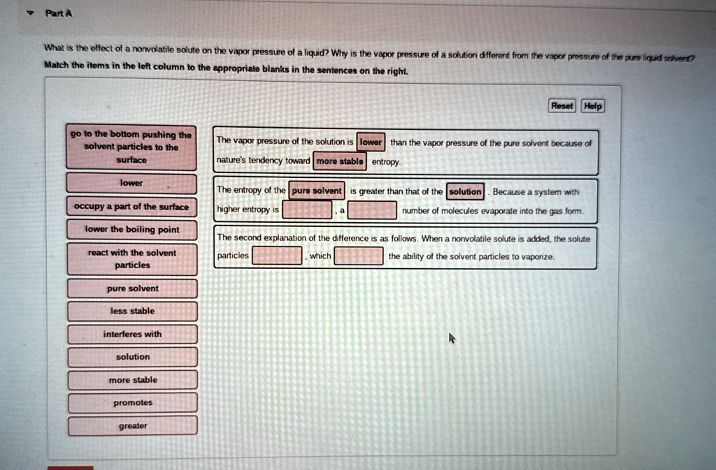 part a what is the effect of a nonvolatile solute on the vapor pressure ...