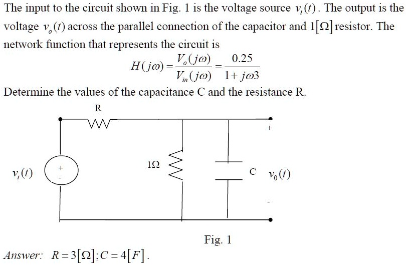 The input to the circuit shown in Fig. 1 is the voltage source vi(t). The output is the voltage ...