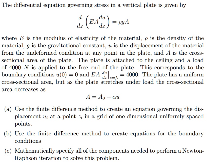 The differential equation governing stress in a vertical plate is given ...