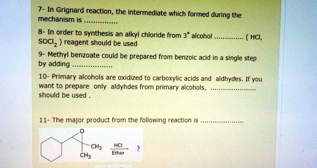 7 in grignard reaction the intermediate which formed during the ...