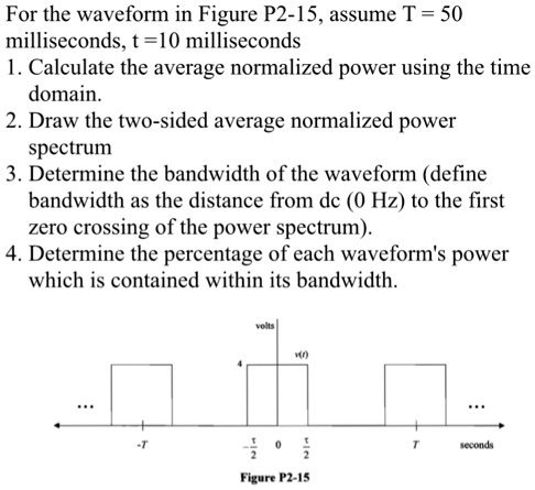 SOLVED: For the waveform in Figure P2-15, assume T = 50 milliseconds and t = 10 milliseconds. 1 ...