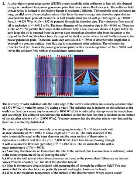 SOLVED: A solar electric generating system (SEGS) uses parabolic solar ...