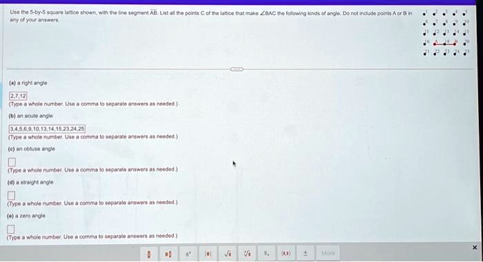 Use the 5-by-5 square lattice shown, with the line segment AB. List all ...
