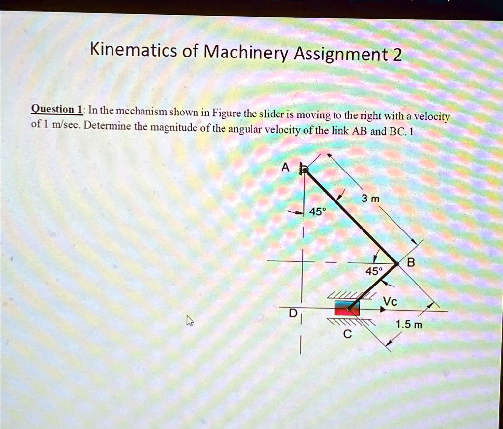 Kinematics of Machinery Assignment 2 Question 1: In the mechanism shown in Figure the slider is ...