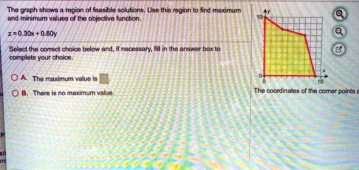 The graph shows a region of feasible solutions. Use this region to find maximum and minimum ...