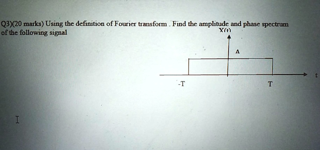 SOLVED: Q3)(20 marks) Using the definition of Fourier transform .Find ...